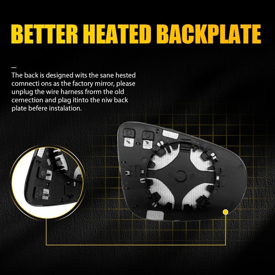 Driver Left Side View Mirror Glass Heated For Volkswagen Golf 2010 2011 ...