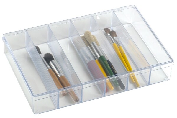 Two 6 Compartment DIVIDED Storage BOXES with Hinged Snap Close Lids ...