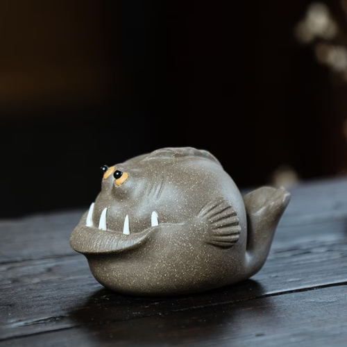 Yixing Purple Clay Puffer Fish Teapet Tea Animals shark Buck teeth Fish ...