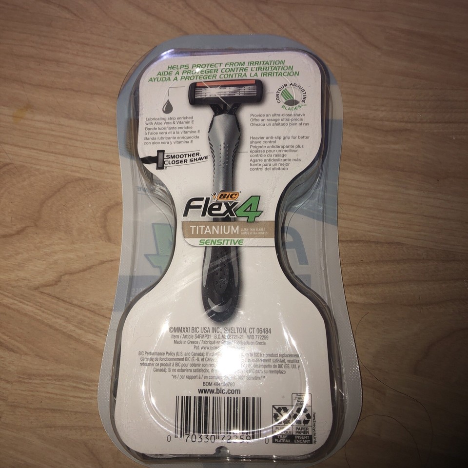 Bic Flex 4 Sensitive Disposable Razor, Titanium Ultra Thin Blades, 3 ...