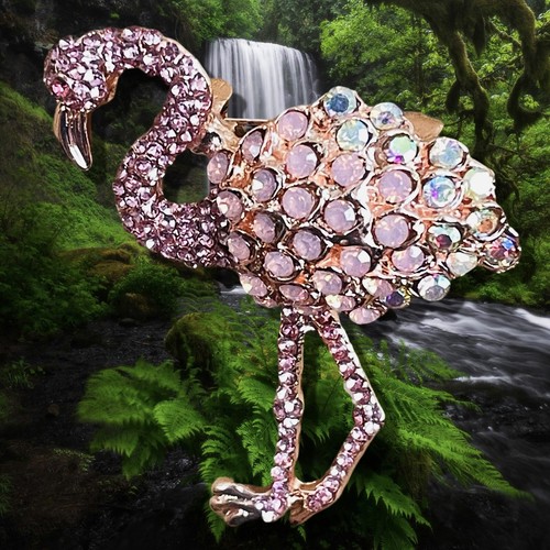 NEW 2.25" Pink Flamingo Brooch/Pin in Shades of Pink Rhinestones set in ...