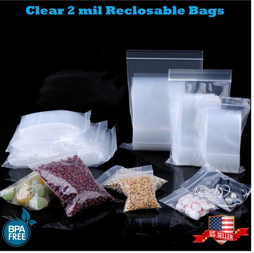 Clear Reclosable Zip Seal Bag Plastic 2 Mil Lock Bags Jewelry Zipper ...