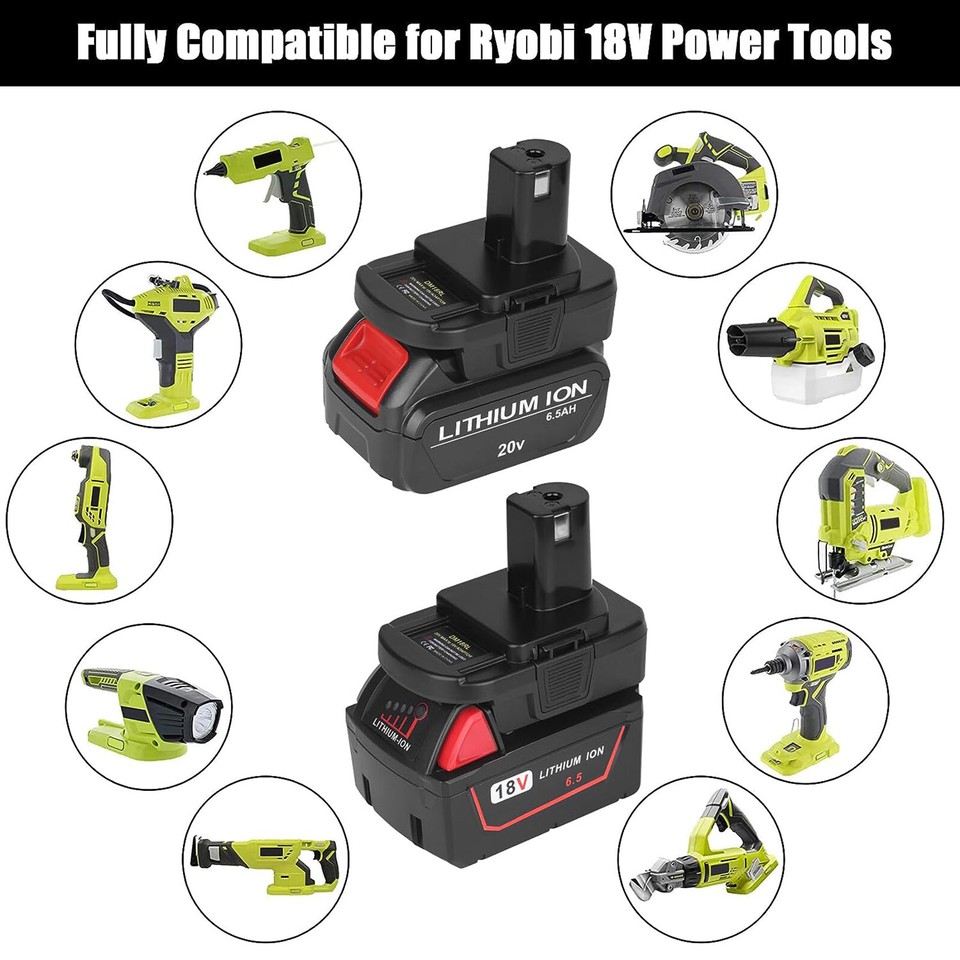USB Battery Adapter for De walt 20V Milwaukee 18V Convert to Ryobi 18V ...