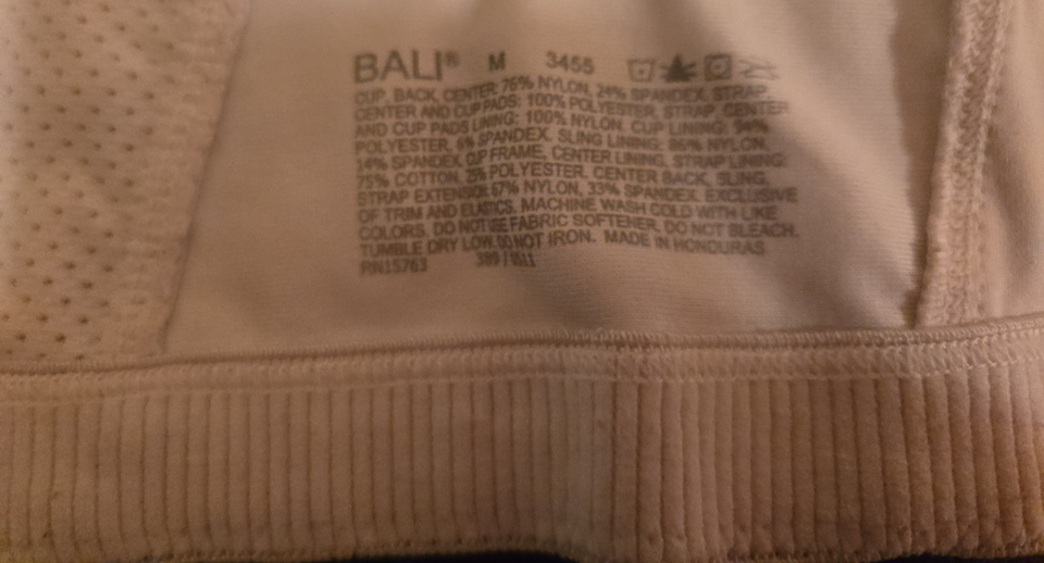 Bali Sports Bra Women's Size Medium White Mesh Back Zip Front Razor ...