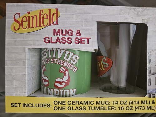 Seinfeld FESTIVUS 14 oz Ceramic Mug & 16 oz Glass Tumbler Set New In ...