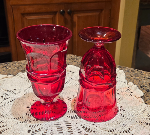 Fostoria Argus Ruby Red Footed Iced Tea Glasses - set of 2 | eBay