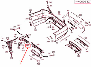 NEW MERCEDES-BENZ S W222 REAR RIGHT BUMPER MOUNTING RAIL A2228800812 ...