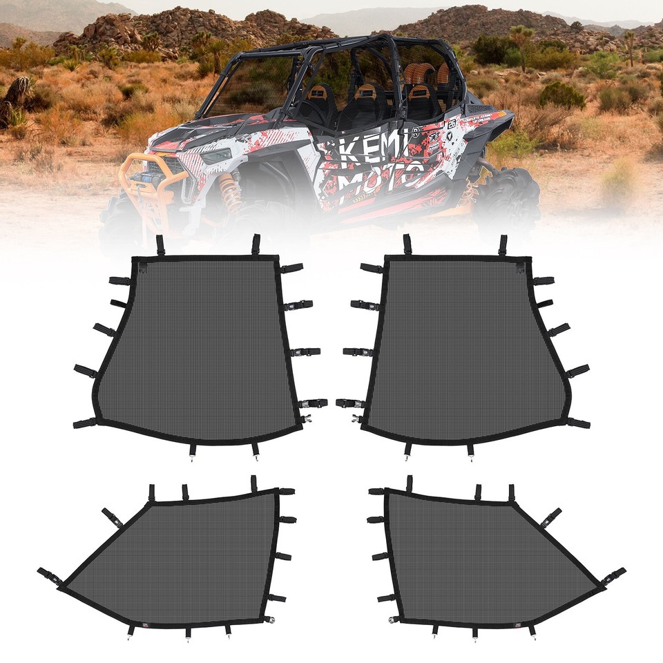 5PC Rear Window+Upper Door Nets for Polaris RZR XP 1000 4 Door Mesh ...