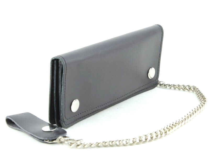 Men's Classic Genuine Premium Leather Snap Chain Trucker Biker Wallet ...