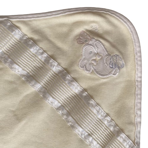 baby Dior receiving yellow blanket embroidered bunny cotton baby 27"x ...