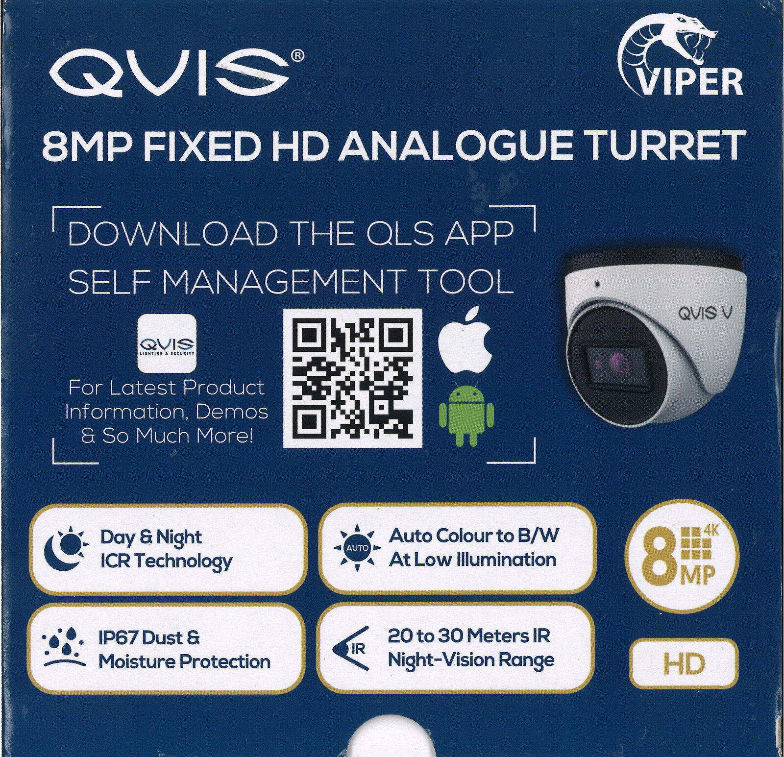 QVIS CCTV Camera 4K 8MP HD ANALOGUE IR FIXED TURRET VIPER DVR | eBay UK