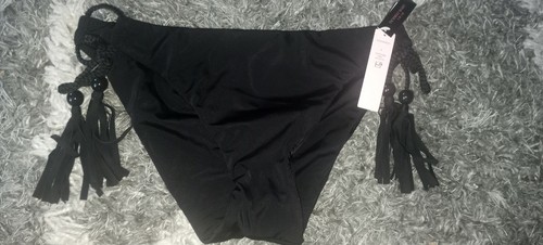 VIctorias Secret side tie tassel swim bottom New size large black | eBay