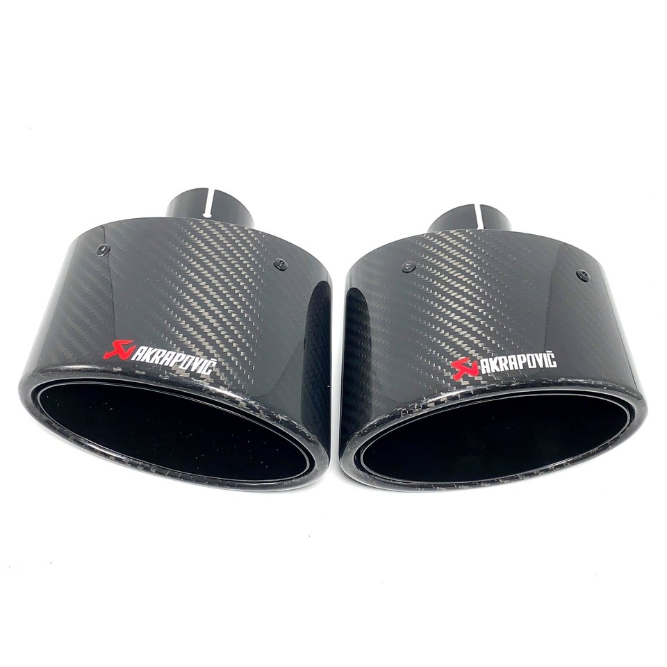 1Pair Akrapovic 150MM Oval Glossy Carbon Fiber Exhaust Tip Universal ...