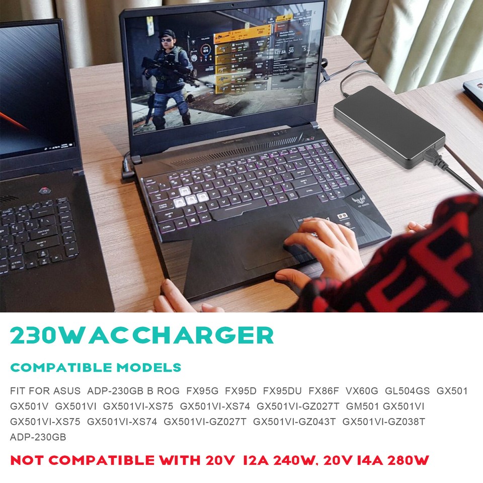 150W/180W/230W Ac Adapter Charger for ASUS ROG Laptop Notebook Power ...