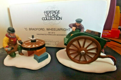 DEPT 56 Heritage Village 2 Pc "C BRADFORD, WHEELWRIGHT & SON" #58181 w ...