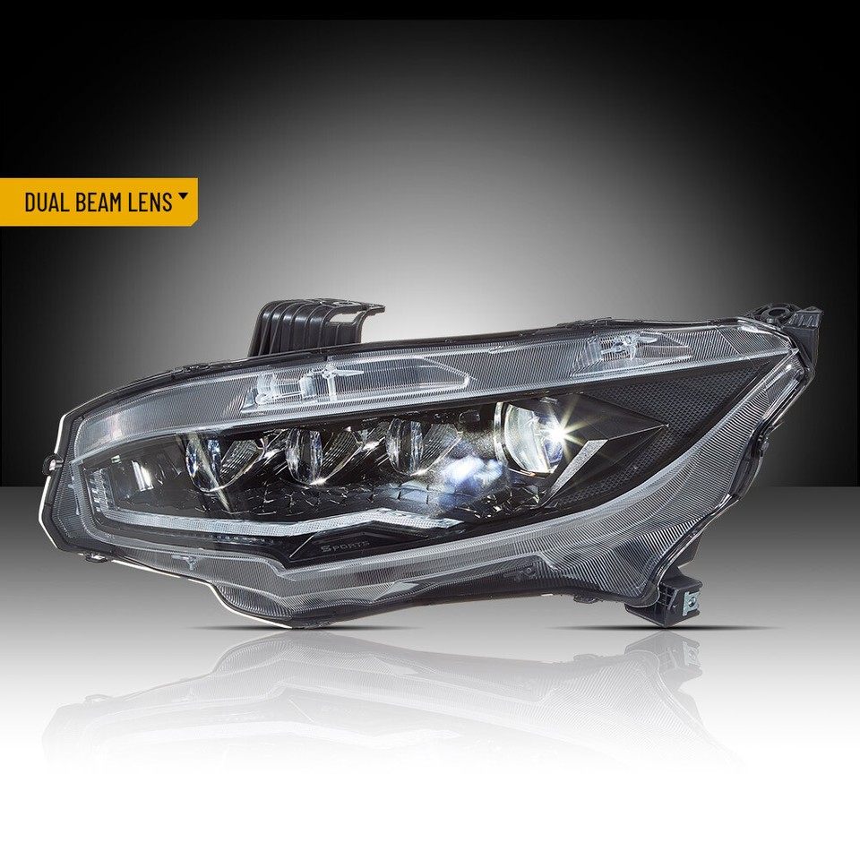 2Pcs Full LED Headlights For 2016-2021 Honda Civic Blue DRL Sequential ...