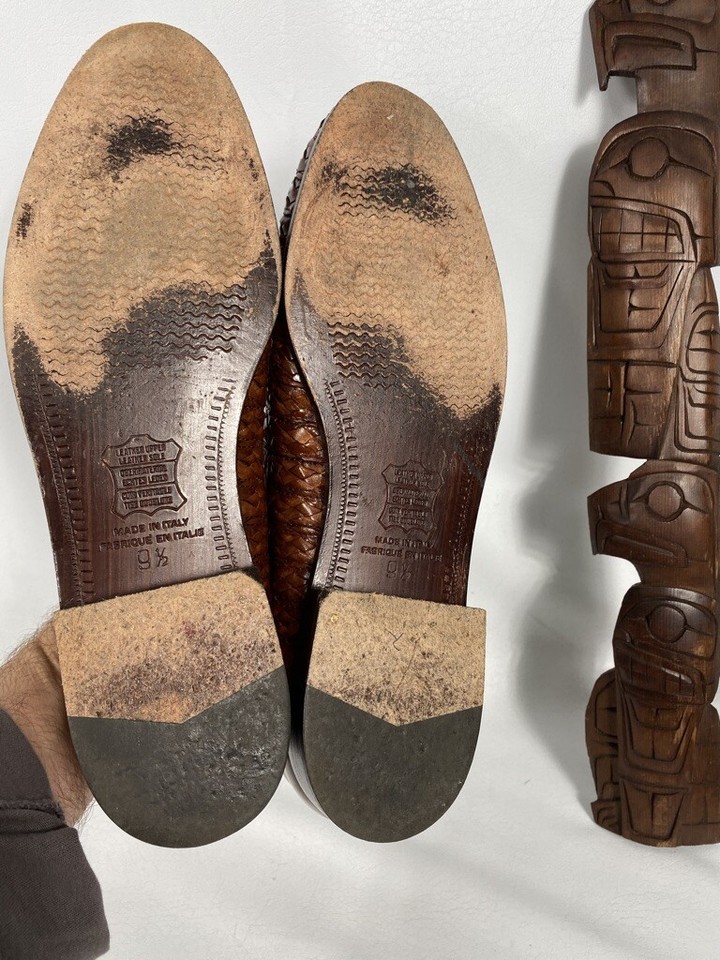 Steeple Gate * Brown Hand Woven Shoes Loafers 9.5D MINT! Italy | eBay