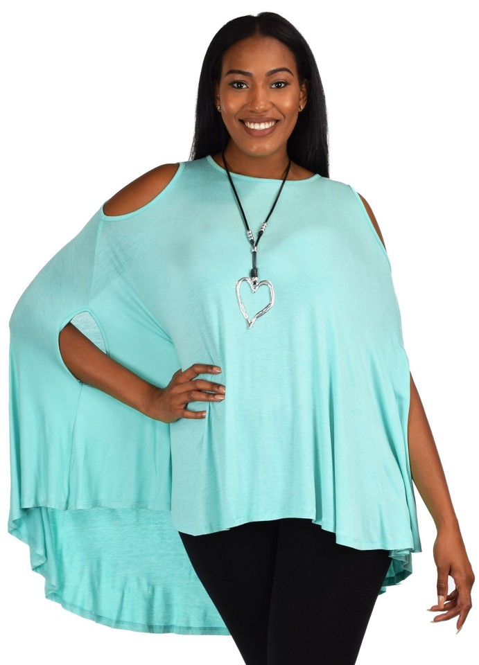 Made in USA Tunic, Plus Size Summer Batwing Cold Shoulder Tunic Blouse ...