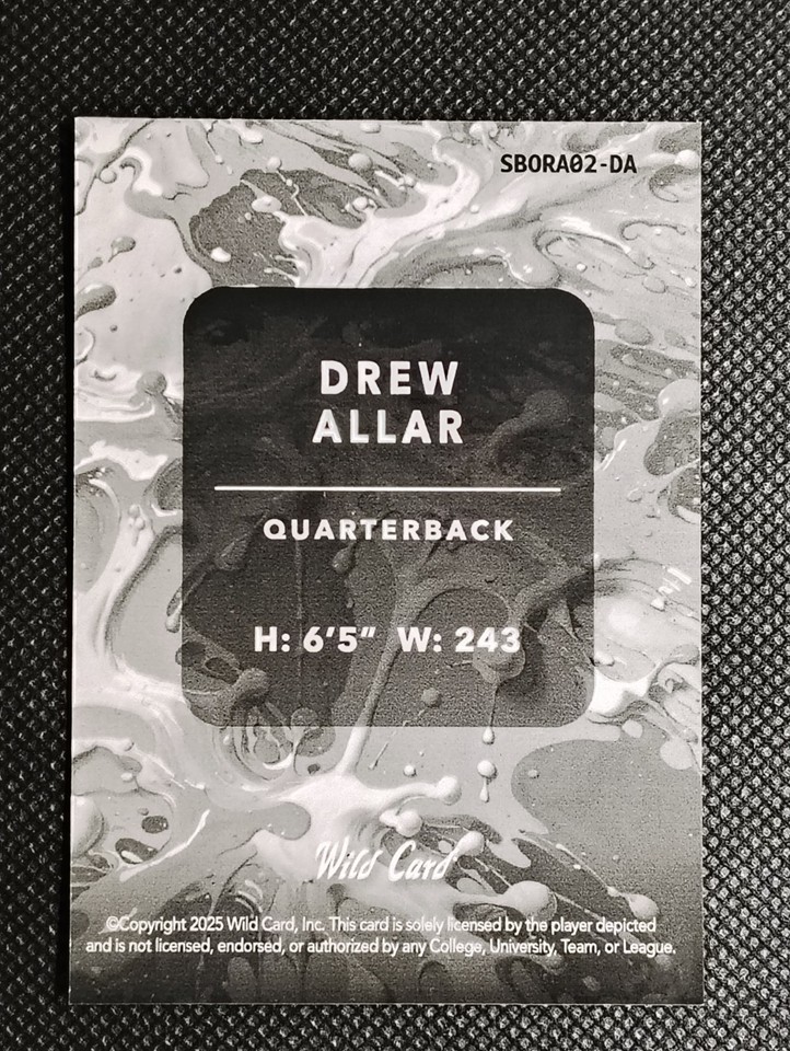 Drew Allar 2025 Wild Card Splat 11/15 Oil Spill Pre Rookie Card Penn ...