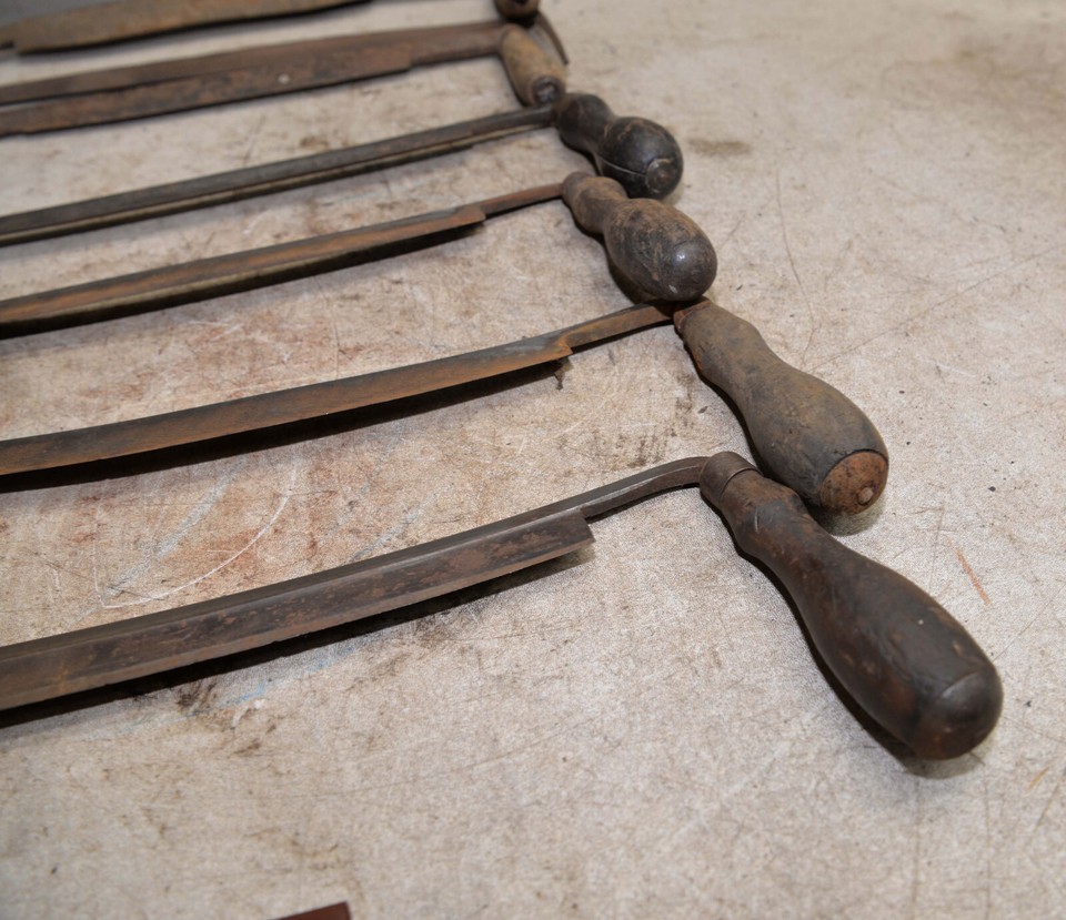 7 antique Draw knives spoke bark shave collectible woodworking knife ...