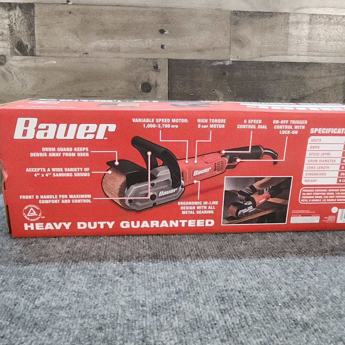 Bauer 9 AMP Surface 4x4" Drum Conditioning Tool Paint Rust Remover ...