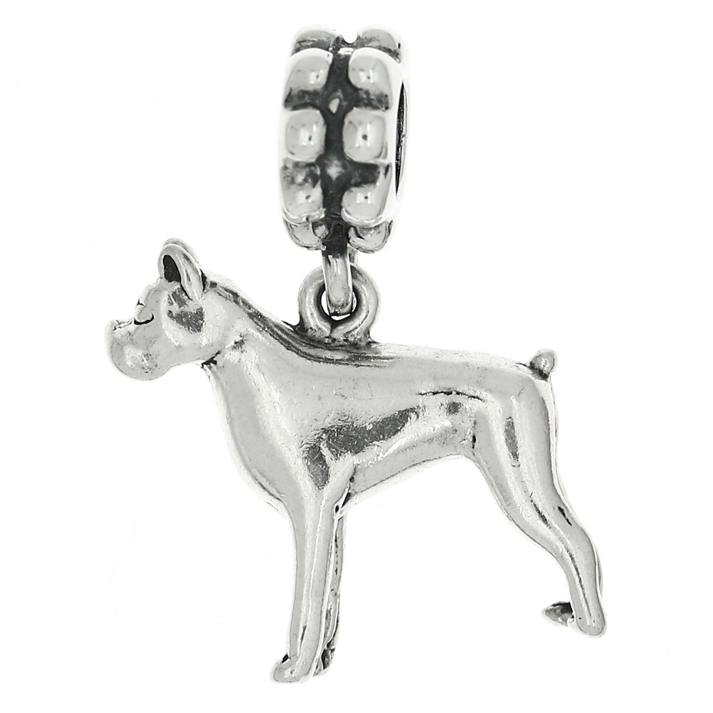 Sterling Silver 3D Boxer Dog Dangle Bead Charm | eBay