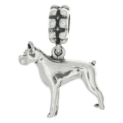 Sterling Silver 3D Boxer Dog Dangle Bead Charm | eBay