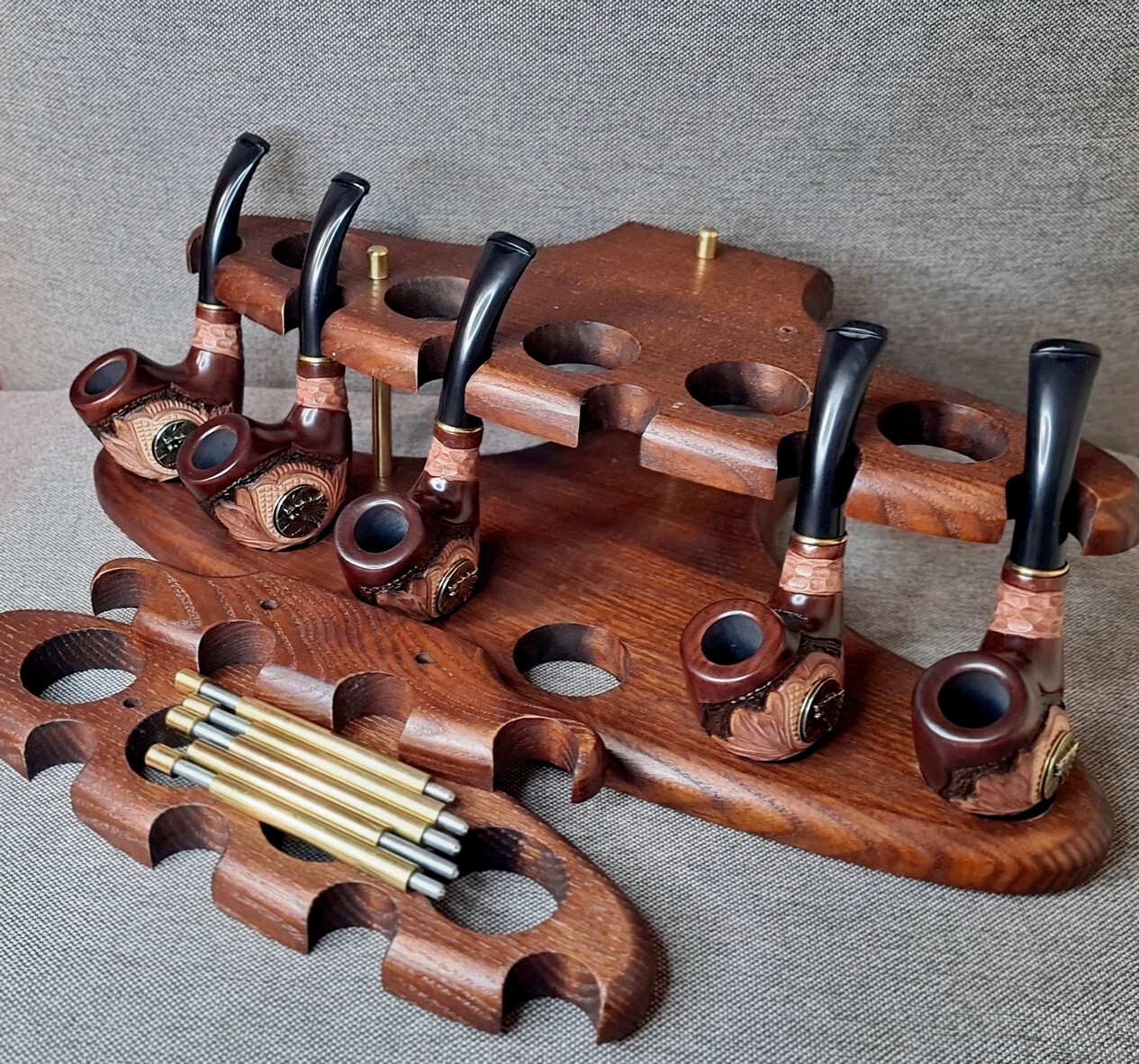 Pipe Stand for 15 Smoking Bowls - Wooden Pipe Holder - Tobacco Pipe ...