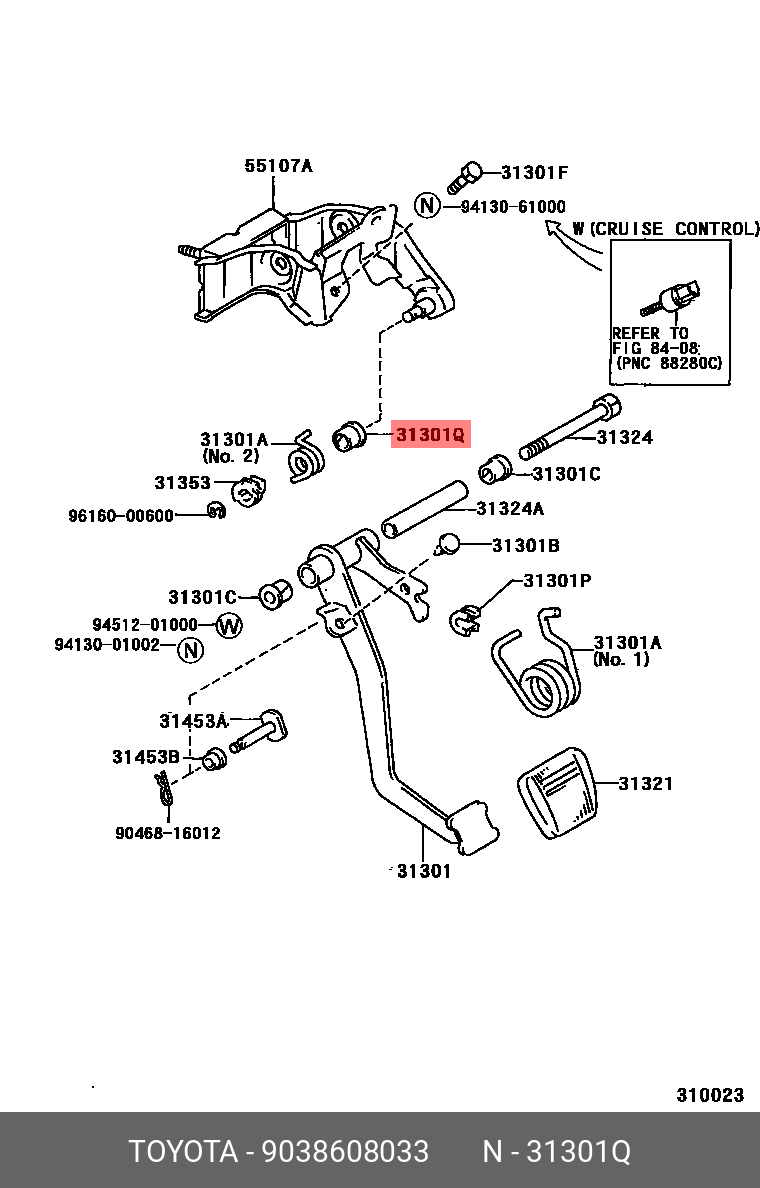 Genuine OE bush for clutch pedal spring, 9038608033 for TOYOTA 90386 ...