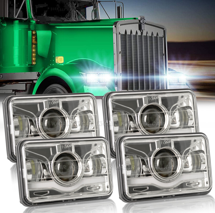 4x6" For Kenworth Peterbilt LED Headlights 357 379 378 Hi/Lo Seal Beam ...