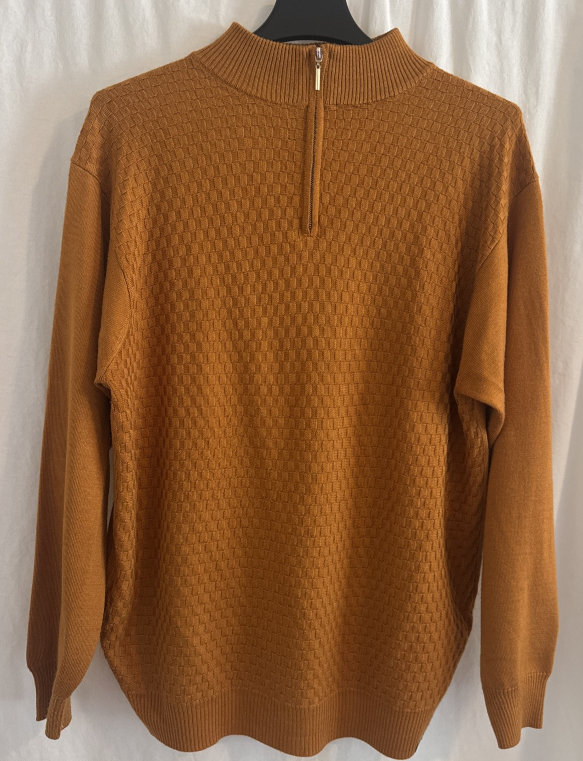 Stacy Adams 1/4 Zip Up Orange Pullover Cable Knit Sweater Mock Neck ...