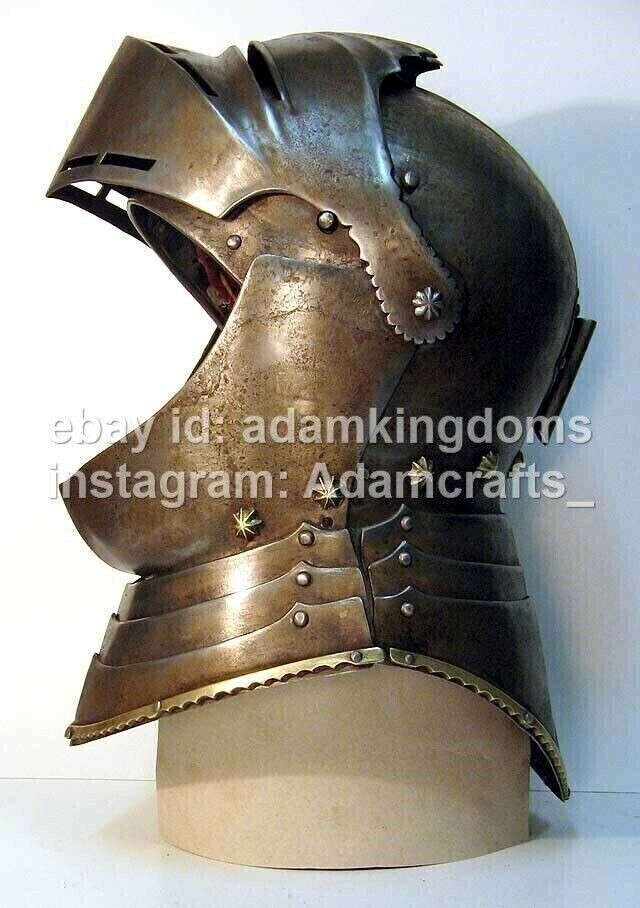 Medieval 16 Gauge Steel Gothic Armor Helmet Medieval Helmet steel ...