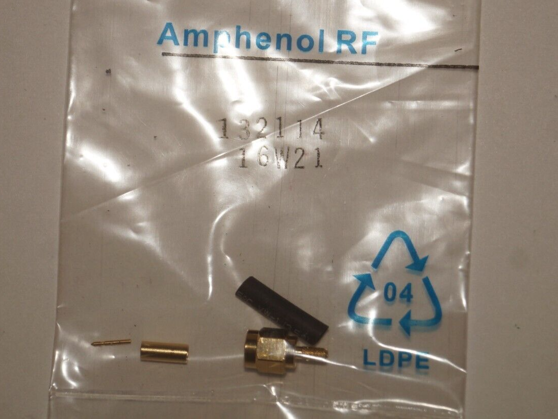 Lot (4) Amphenol RF - Gold Male Pin SMA Connector Plug - 50 Ohm ...