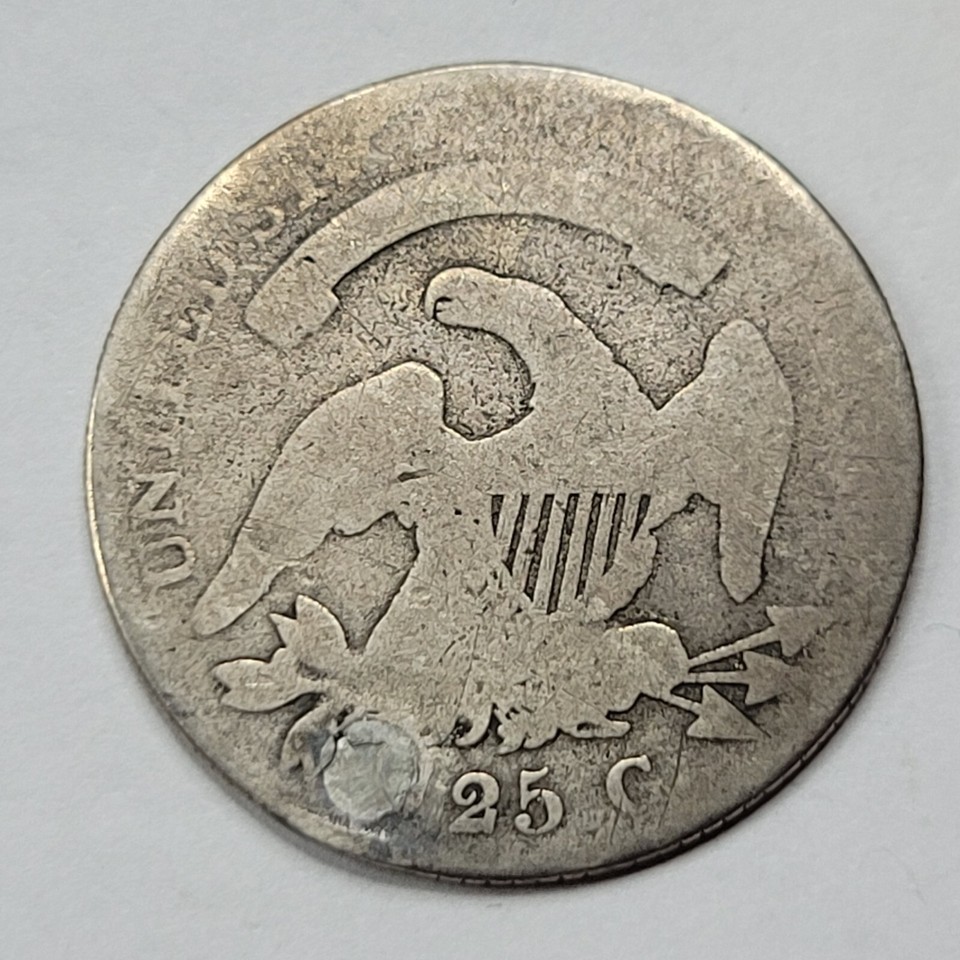 1820 Capped Bust Quarter 25c Early US Type Coin Plugged 90% Silver nice ...