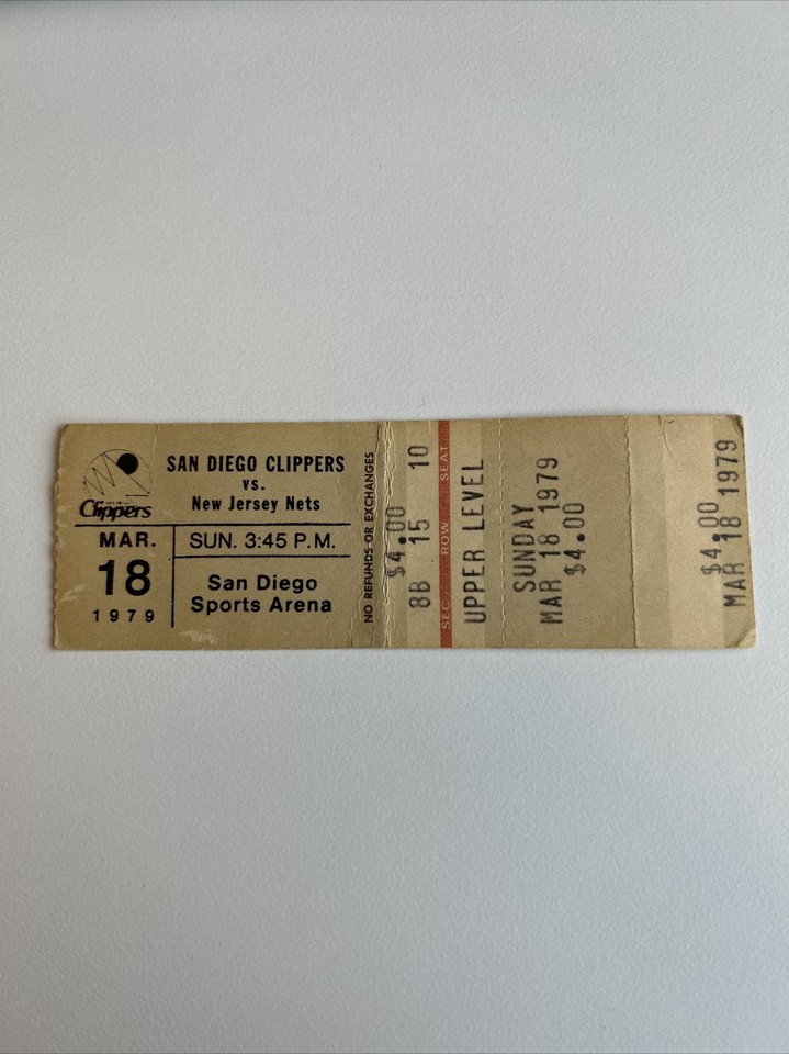 NBA 1979 03/18 New Jersey Nets at San Diego Clippers Ticket Stub World ...