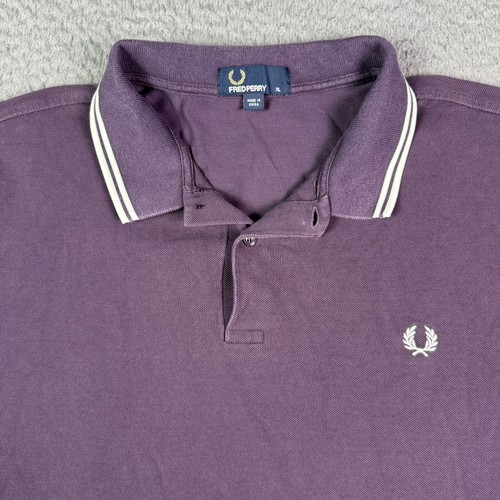 Fred Perry Polo Shirt Mens XL Purple Pique Cotton Short Sleeve Collared ...