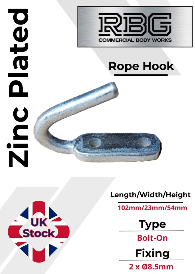 10x Tailboard Rope Hooks Small Zinc Plated Trailers Vans Truck Dropside ...