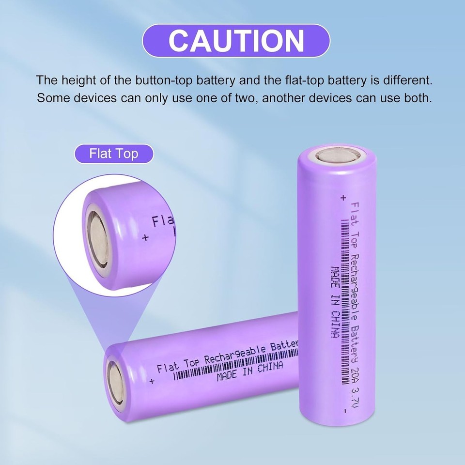 Rechargeable 3.7V 3000mAh Flat Top Battery for LED Flashlights ...