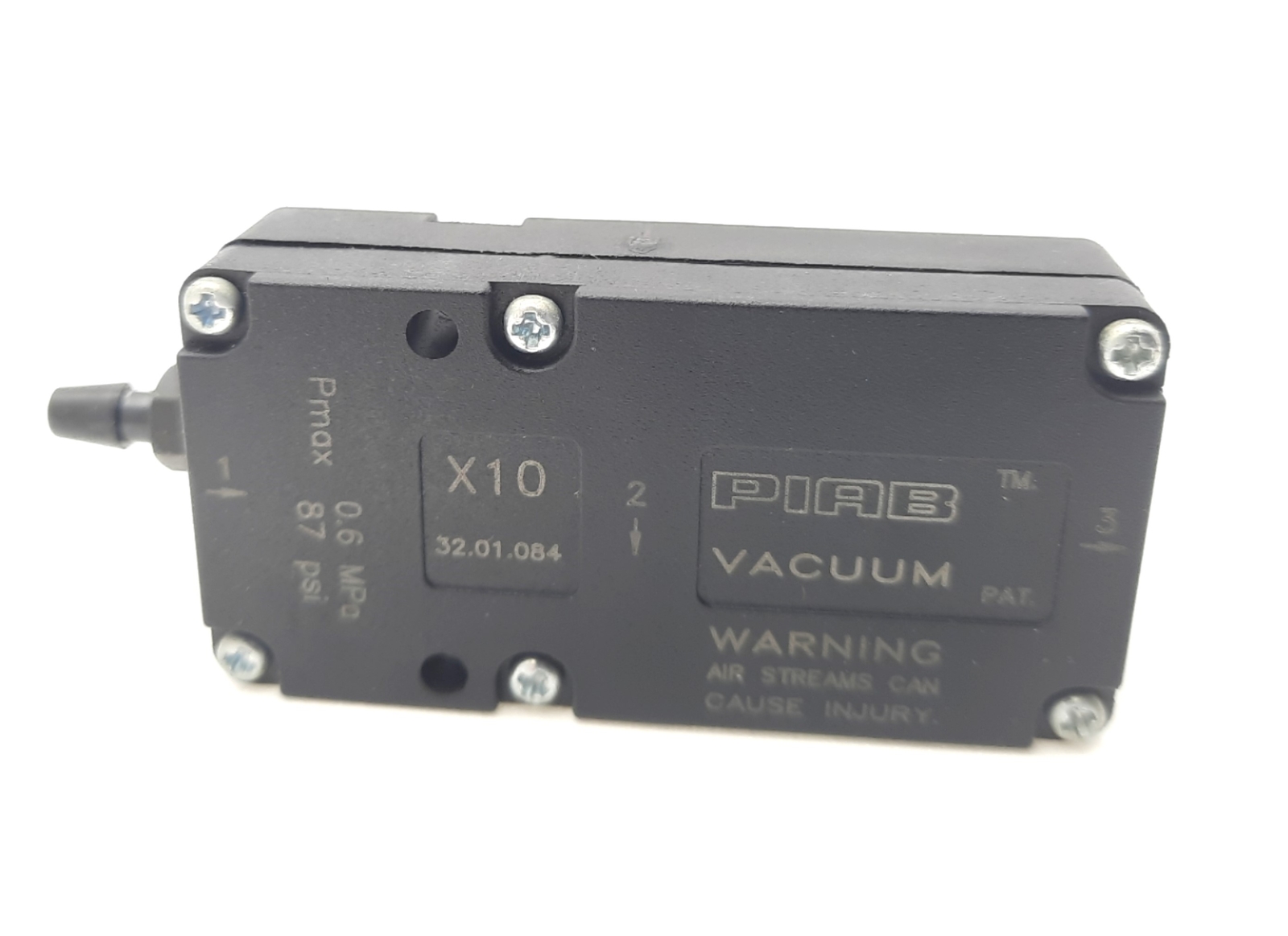 Lot of 2 PIAB X10-32.01.084 Vacuum Pump, 18in-Hg, 87 PSI/0.6 MPa, 1/8 ...