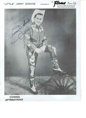 YOUNG Vintage LITTLE JIMMY DICKENS Photo SIGNED FLAME Theater cafe ...