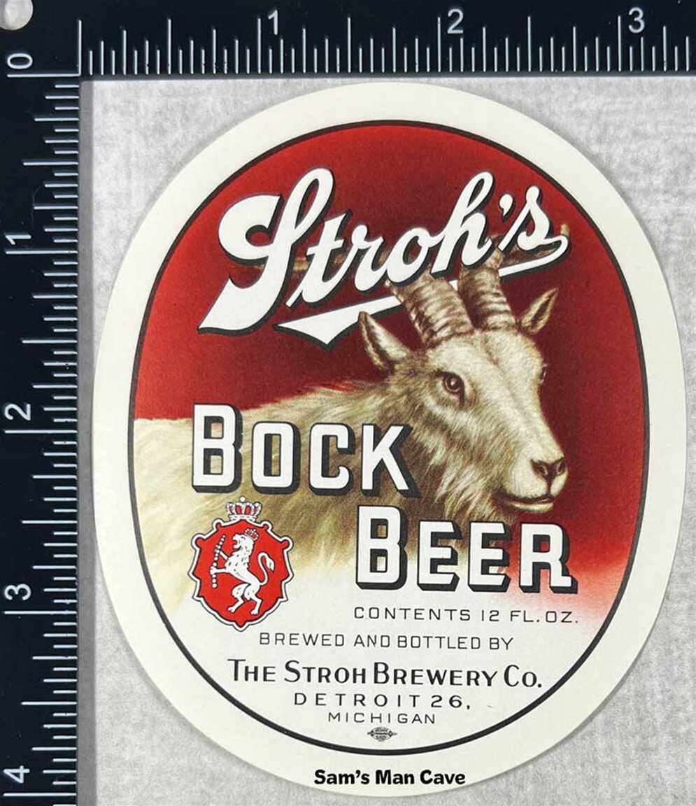 Stroh's Bock Beer Label - MICHIGAN | eBay