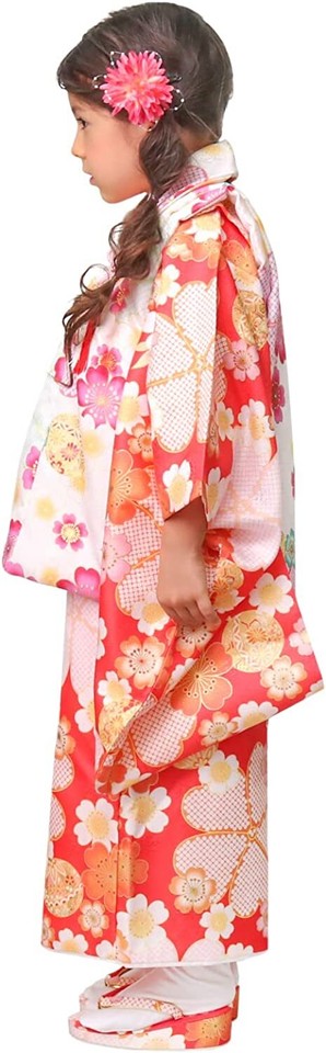 Full Kimono Set Girls Ceremony Celebration 3 years New Years Sakura ...