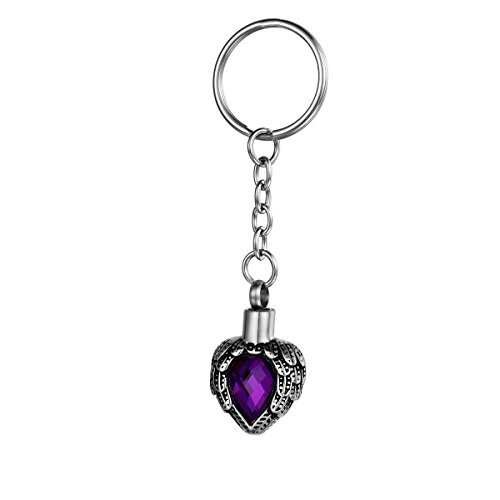 Urn Keychain Birthstone Angel Wing Memorial Keepsake for Ashes Cremation Purple | eBay