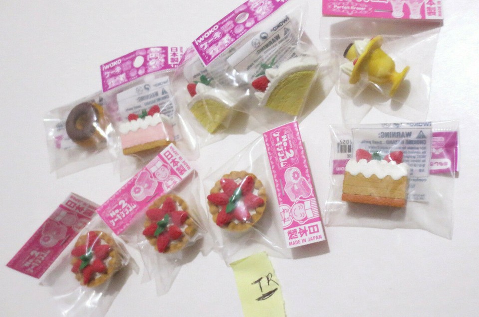 Cake Ice Cream Erasers Lot Kawaii Food Iwako Strawberry Tart Chocolate ...