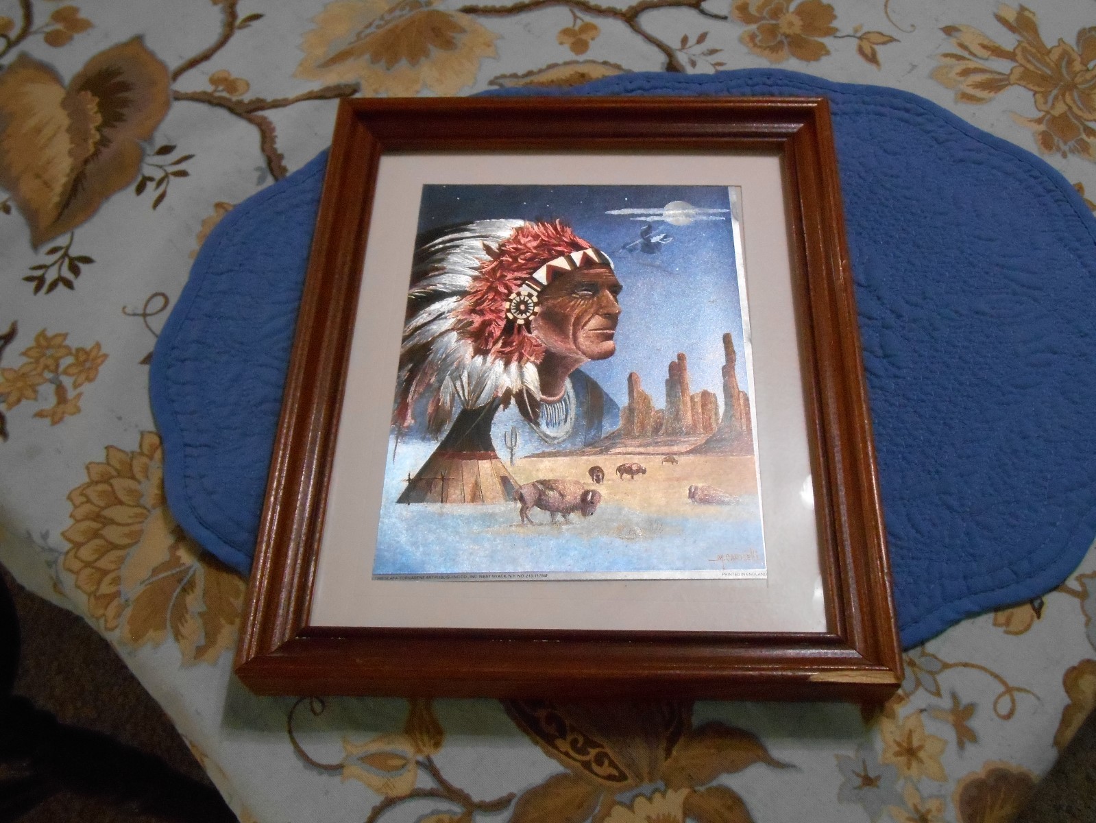 M Caroselli Foil Art Print Chief Hunter Buffalo Teepee | eBay