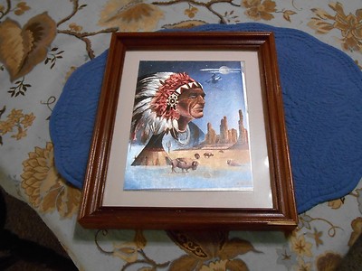 M Caroselli Foil Art Print Chief Hunter Buffalo Teepee | eBay