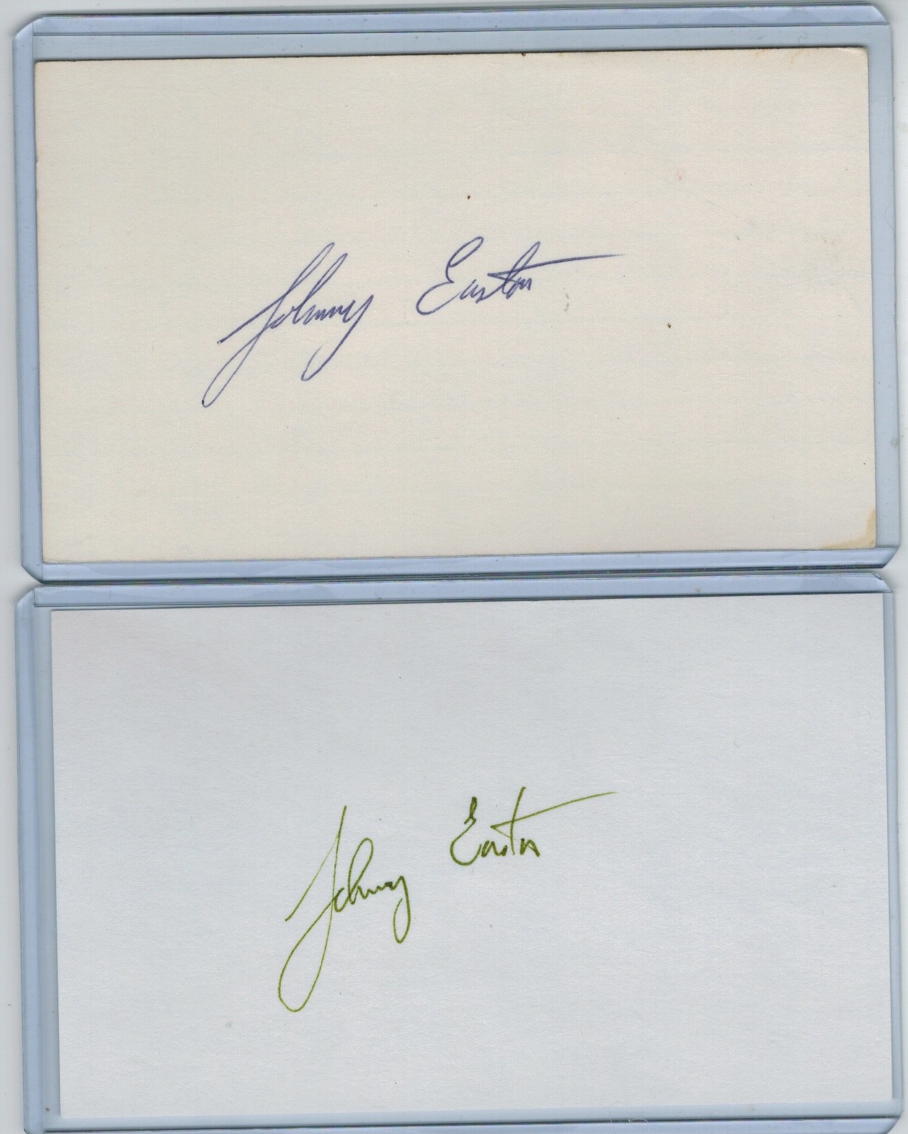 (2) JOHN "JOHNNY" EASTON INDEX CARD SIGNED 1955 '59 PHILLIES PSA/DNA ...