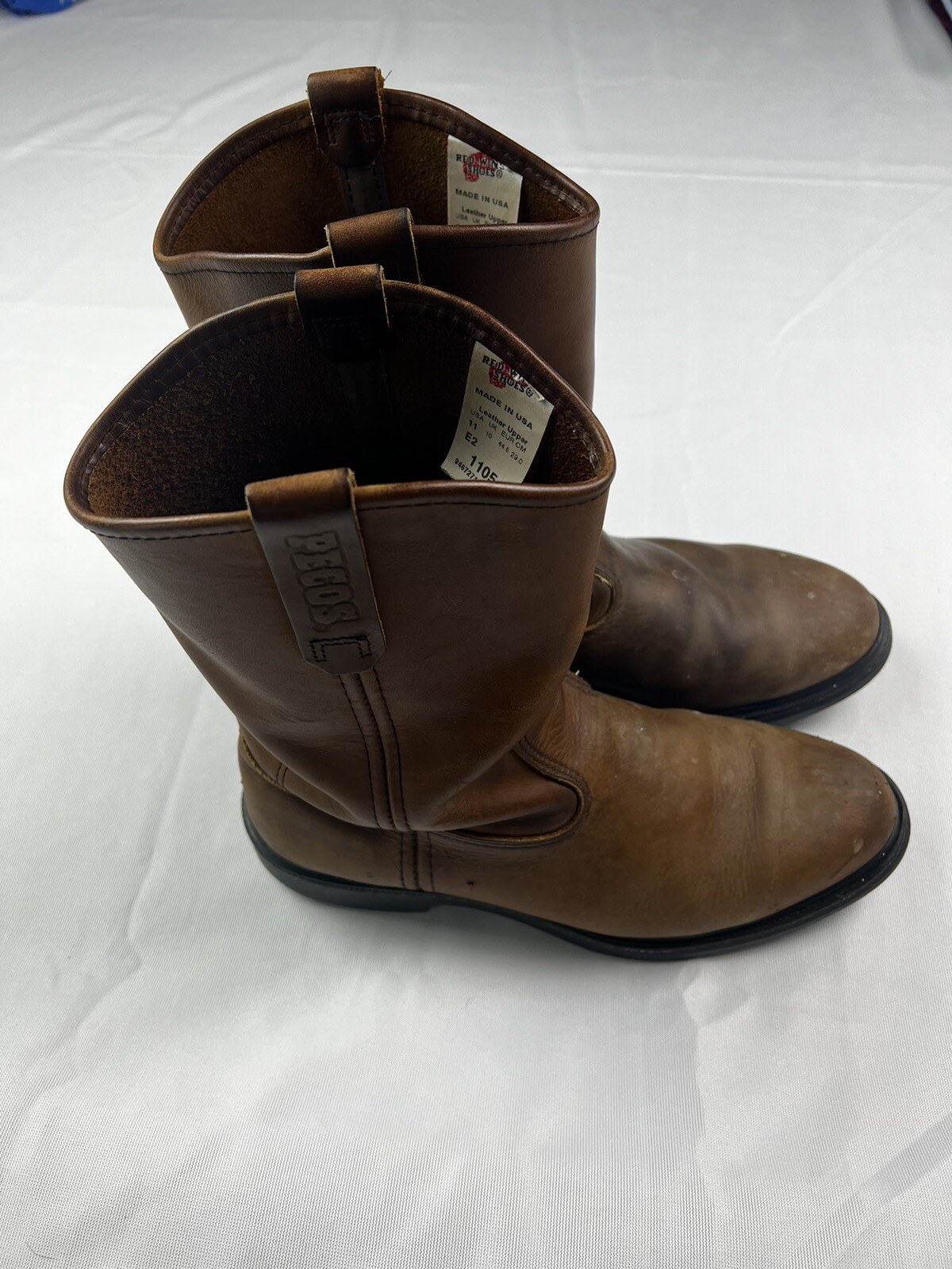 Red Wing 1105 Pecos Size 11EE Mens Brown Leather Work… - Gem