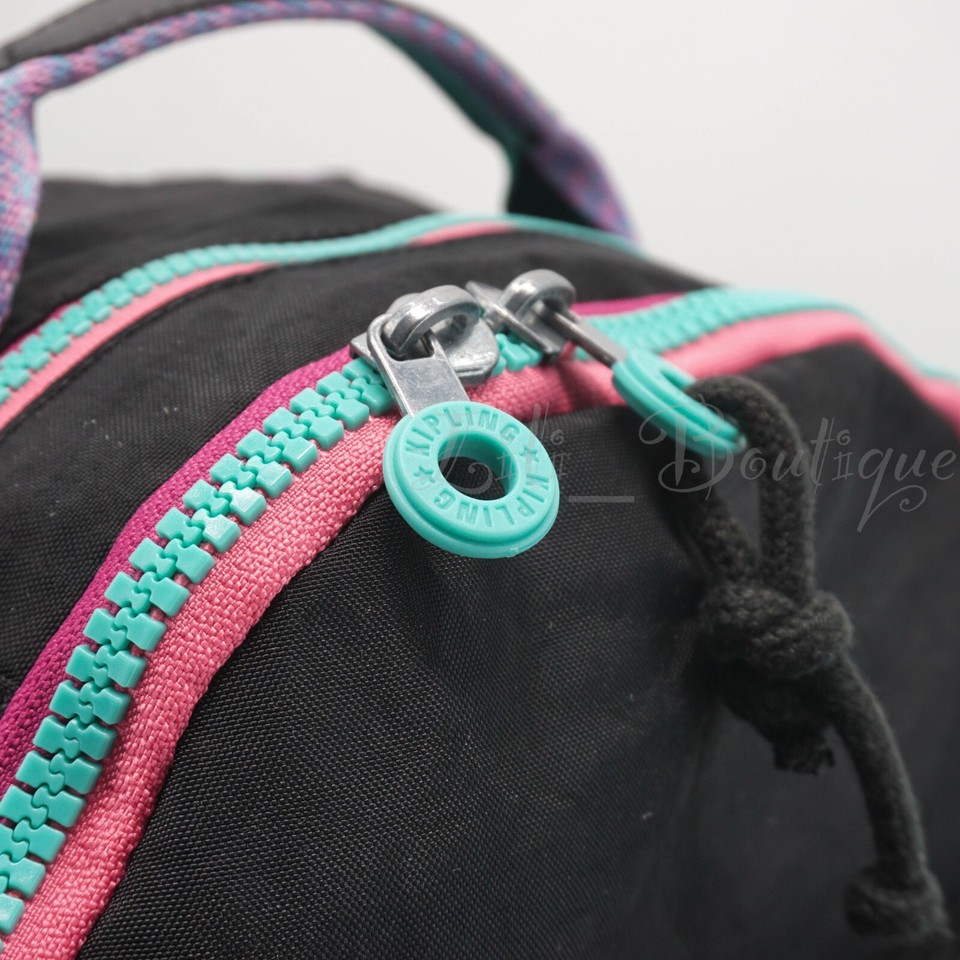Kipling Seoul Backpack Laptop Travel Bag KI4215 Polyester Rainbow Fun Jet Black | eBay