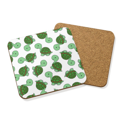 TURTLE TORTOISE PATTERN COASTER MAT CORK SQUARE - Animal Cute Baby ...